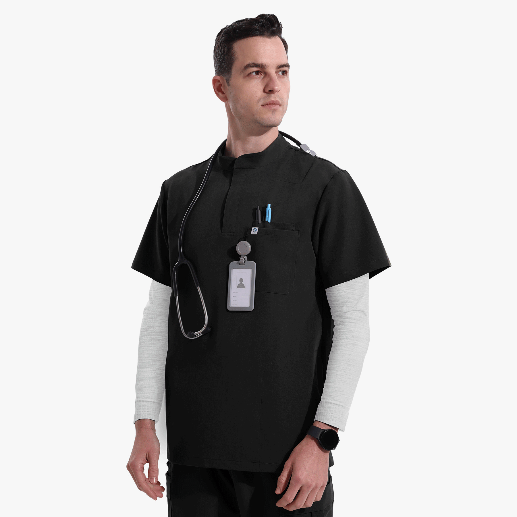 Ezra Mandarin Collar Scrub Top | Men's Scrub Top – Uniforms World
